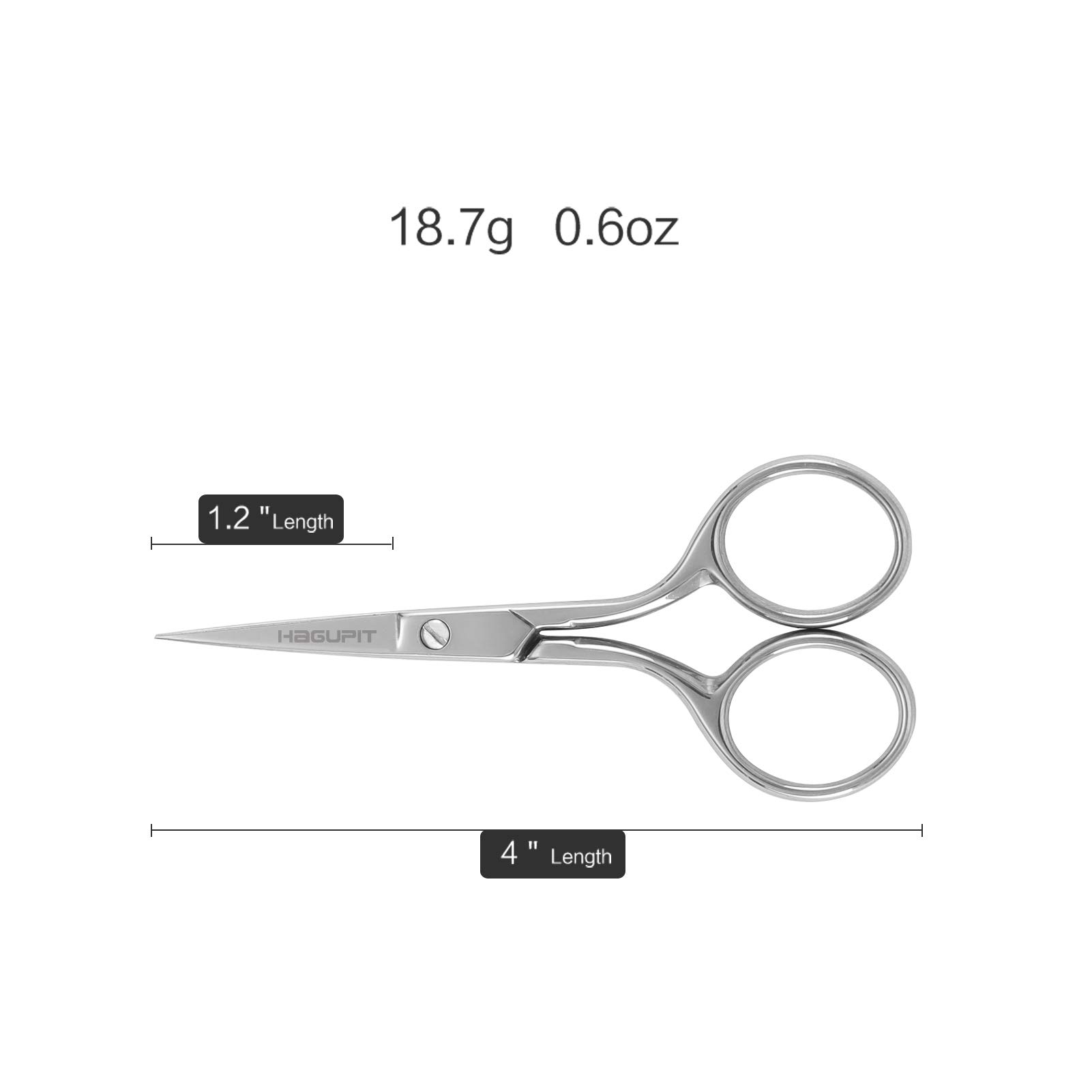 HAGUPIT Small Precision Embroidery Scissors, 4" Forged Stainless Steel Sharp Pointed Tip Detail Shears for DIY Craft Thread Cutting, Needlework Yarn & Sewing