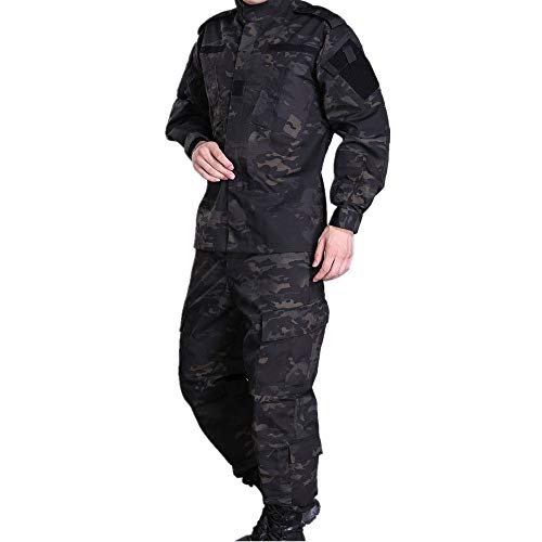 HANSTRONG GEAR Men Tactical BDU Combat Uniform Jacket Shirt & Pants Suit for Army Military Airsoft Paintball Hunting Shooting War Game MCBK(XXL)