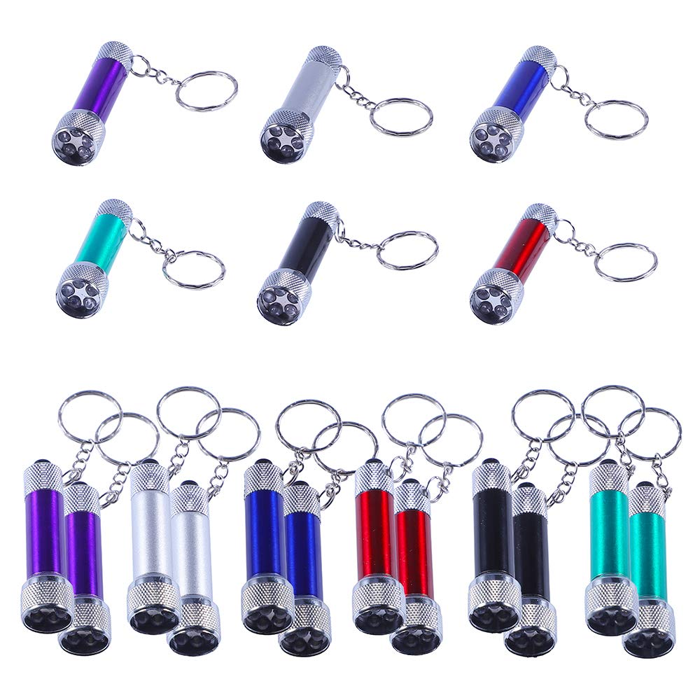 Antner 18pcs Mini Flashlights Keychain 5 Bulbs LED Keychain Toy for Kids Party Favors, Camping, Travel, Home or Office(Battery Included)