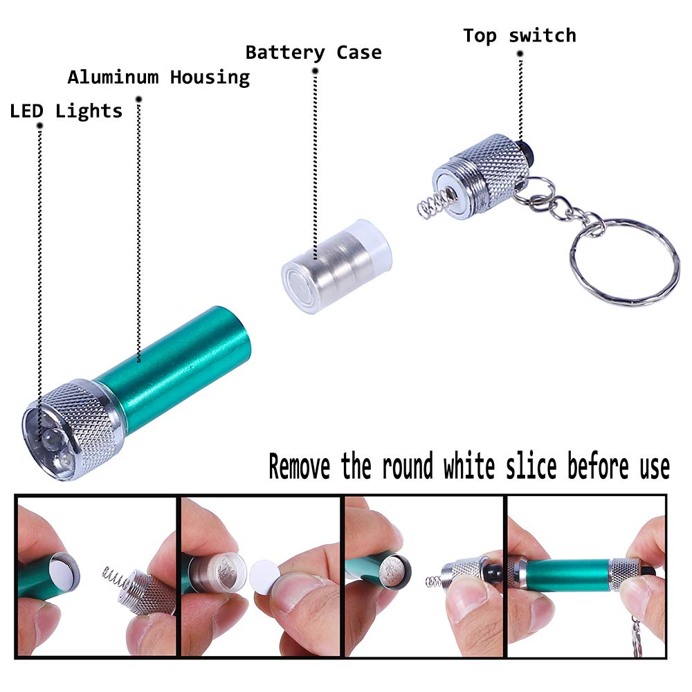 Antner 18pcs Mini Flashlights Keychain 5 Bulbs LED Keychain Toy for Kids Party Favors, Camping, Travel, Home or Office(Battery Included)