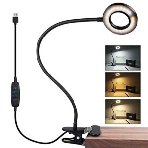 semlos clip on light reading light - 24 led usb book light, 3 color modes, 10 brightness dimmer, memory function, auto timer, eye protection desk clamp lamp, 360 ° flexible gooseneck bed night lights