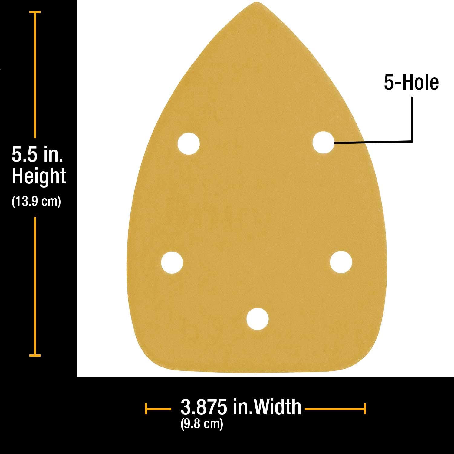 Dura-Gold Premium Mouse Detail Sander Sandpaper Sanding Sheets - 400 Grit (Box of 24) - 5 Hole Pattern Hook & Loop Triangle Mouse Discs - Woodworking Wood, Furniture Crafting, Sand Automotive Paint