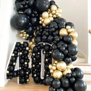 PartyWoo Gold and Black Balloons, 60 pcs of Black Balloons, Gold Metallic Balloons for Black Gold Party Decorations, Hip Hop Party Decorations, Hollywood Party Decorations, Disco Party Decorations