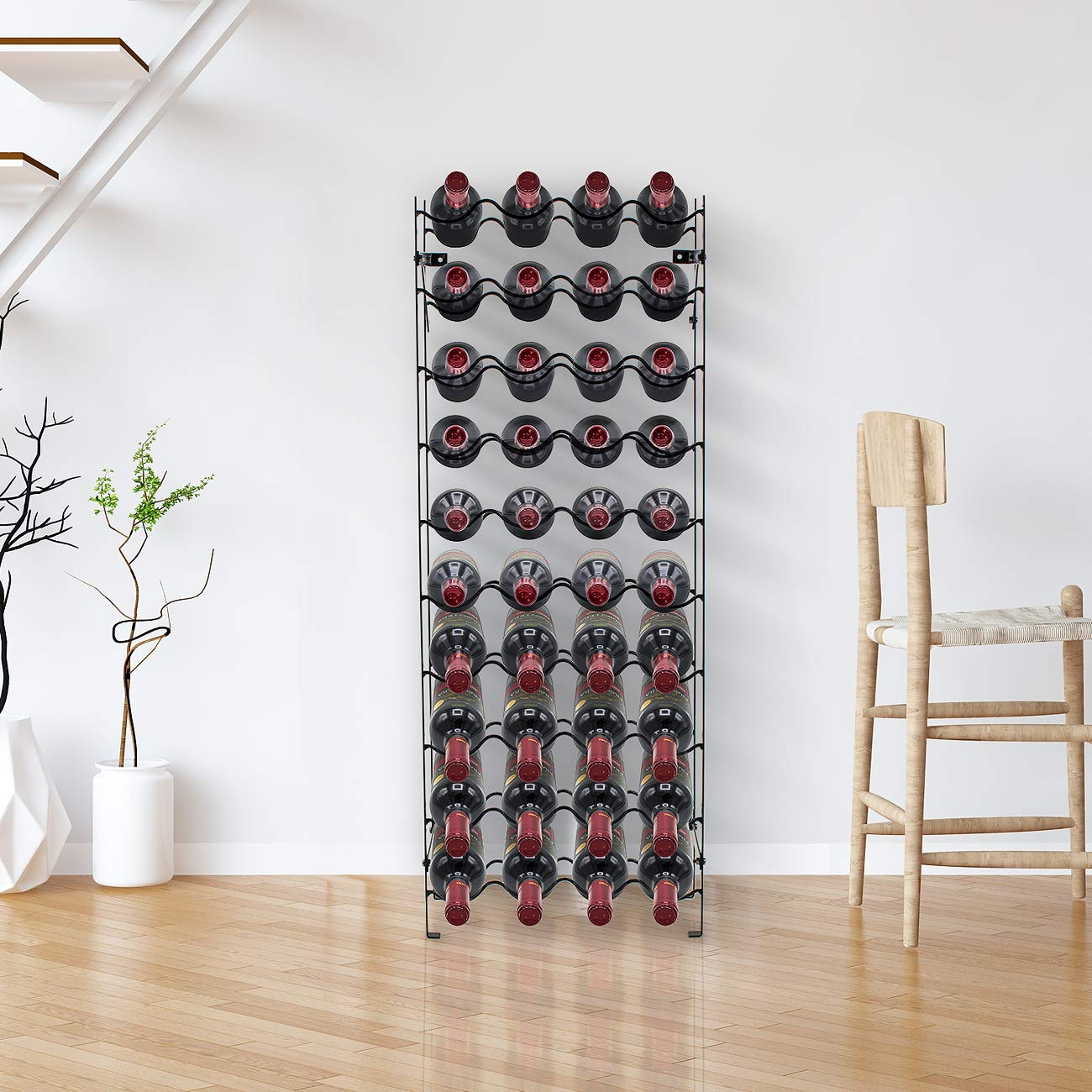 Sorbus Wine Rack Freestanding Floor - Wine Bottle Holder Holds 40 Bottles of Wine - 40 Bottle Capacity Wine Storage for Any Bar, Wine Cellar, Kitchen, Dining Room