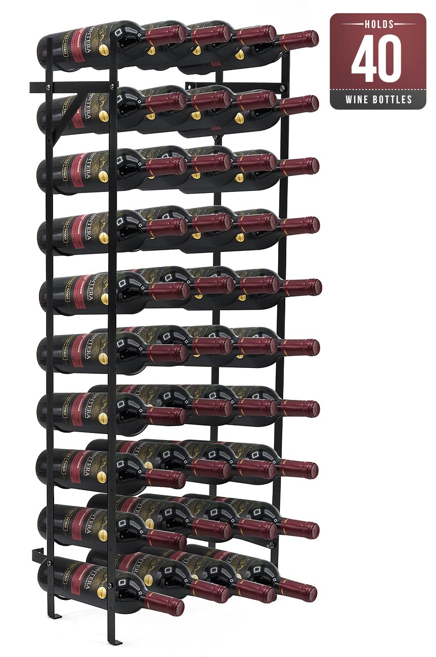 Sorbus Wine Rack Freestanding Floor - Wine Bottle Holder Holds 40 Bottles of Wine - 40 Bottle Capacity Wine Storage for Any Bar, Wine Cellar, Kitchen, Dining Room