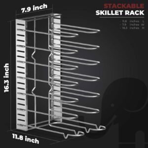 Vdomus Pot Rack Organizer with 3 DIY methods, Pot and Pan Lid Storage for Cabinet kitchen, 8+ Pots and Pan Holder Pot Racks, Adjustable Pot and Pan Rack Lid Holder (Silver)