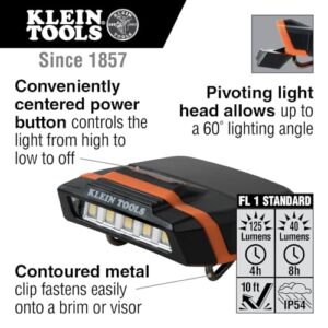 Klein Tools 56402 LED Light, Cap Visor Clip Light has Pivoting Head, 2xAAA Batteries, for Work, Running, Outdoor Hiking, Camping, Fishing