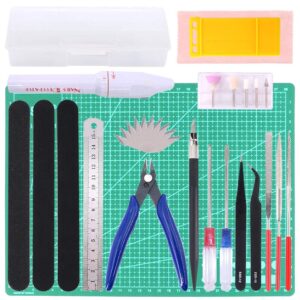 Keadic 29Pcs Gundam Modeler Basic Tools Craft Set with a Plastic Case and Bag for Hobby Model Assemble Building