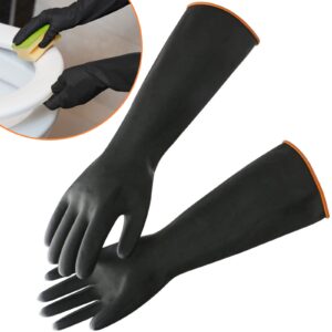 22" Latex Chemical Resistant Gloves, Reusable Heavy Duty Long Rubber Gloves Dishwashing Gloves, Industrial Safety Gloves for Men, Forearm Protection Waterproof Resist Strong Acid, Alkali, Oil, XL Size