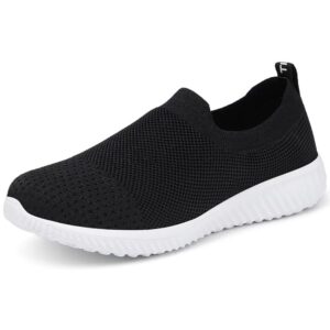 lancrop women's walking nurse shoes - mesh slip on comfortable sneakers 6.5 us, label 37 black