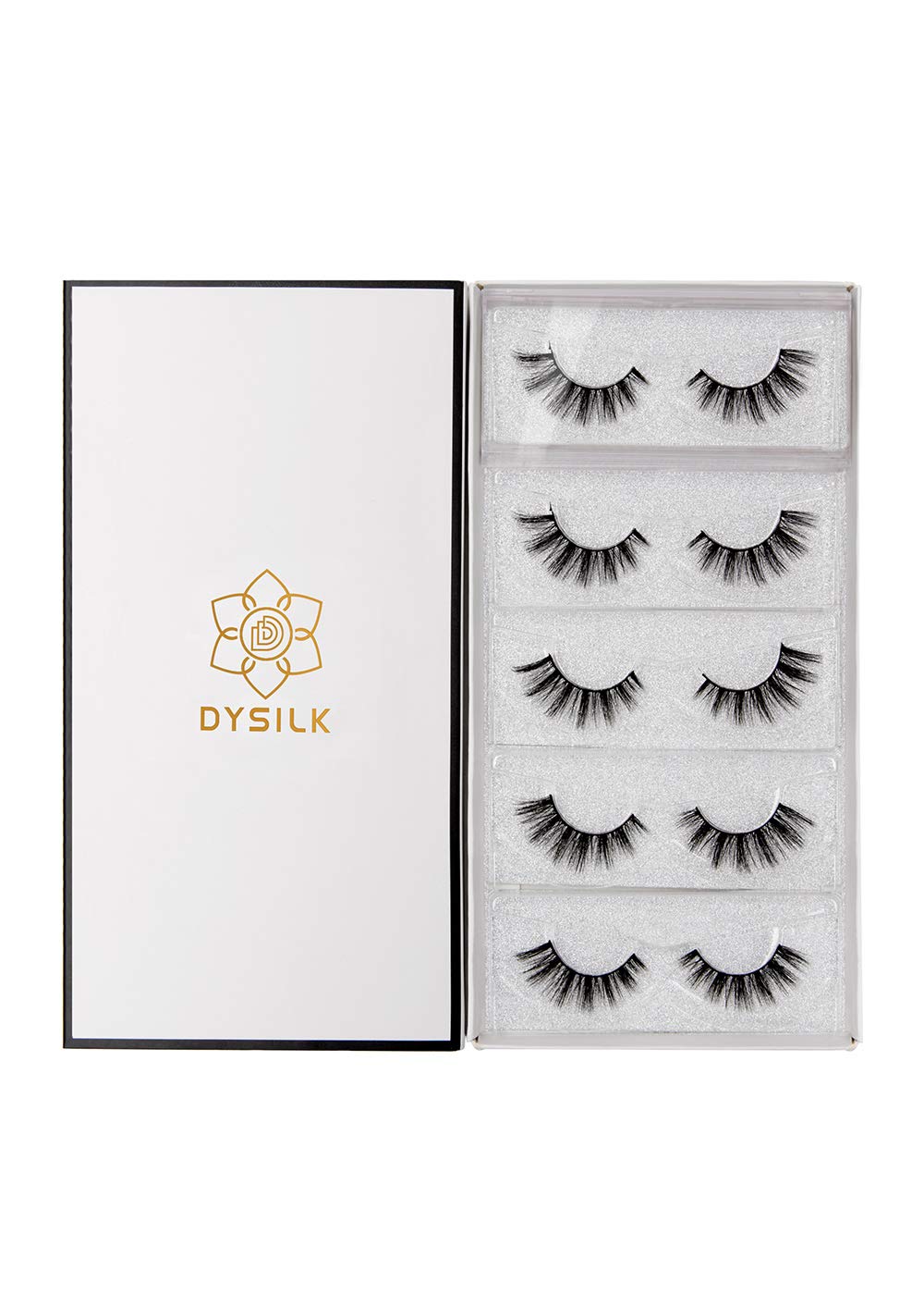 DYSILK Fake Eyelashes Natural Lash - Mink Lashes 5 Pairs 6D Wispy Lash Pack - Eye Lashes Strip Eyelash Extension Kit Reusable False Lashes Natural Look | 002-16mm