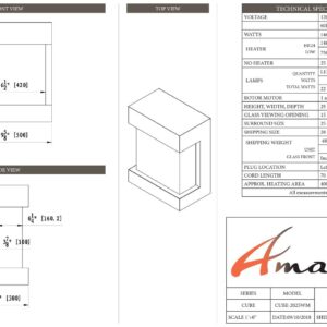 Amantii Stylish Cube 3-Sided Electric Fireplace