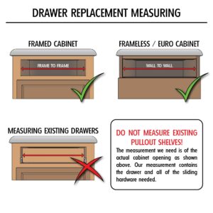 Sliding Pull-Out Shelf for Cabinets (Kitchen Cupboards, Pantry Drawers, Bathroom Storage) 2 3/8" Tall - 3/4 Slides & Base Mounting - Custom Clear Opening Width & Depth: (13", 15.75" (3/4))