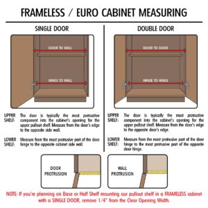 Sliding Pull-Out Shelf for Cabinets (Kitchen Cupboards, Pantry Drawers, Bathroom Storage) 2 3/8" Tall - 3/4 Slides & Base Mounting - Custom Clear Opening Width & Depth: (13", 15.75" (3/4))