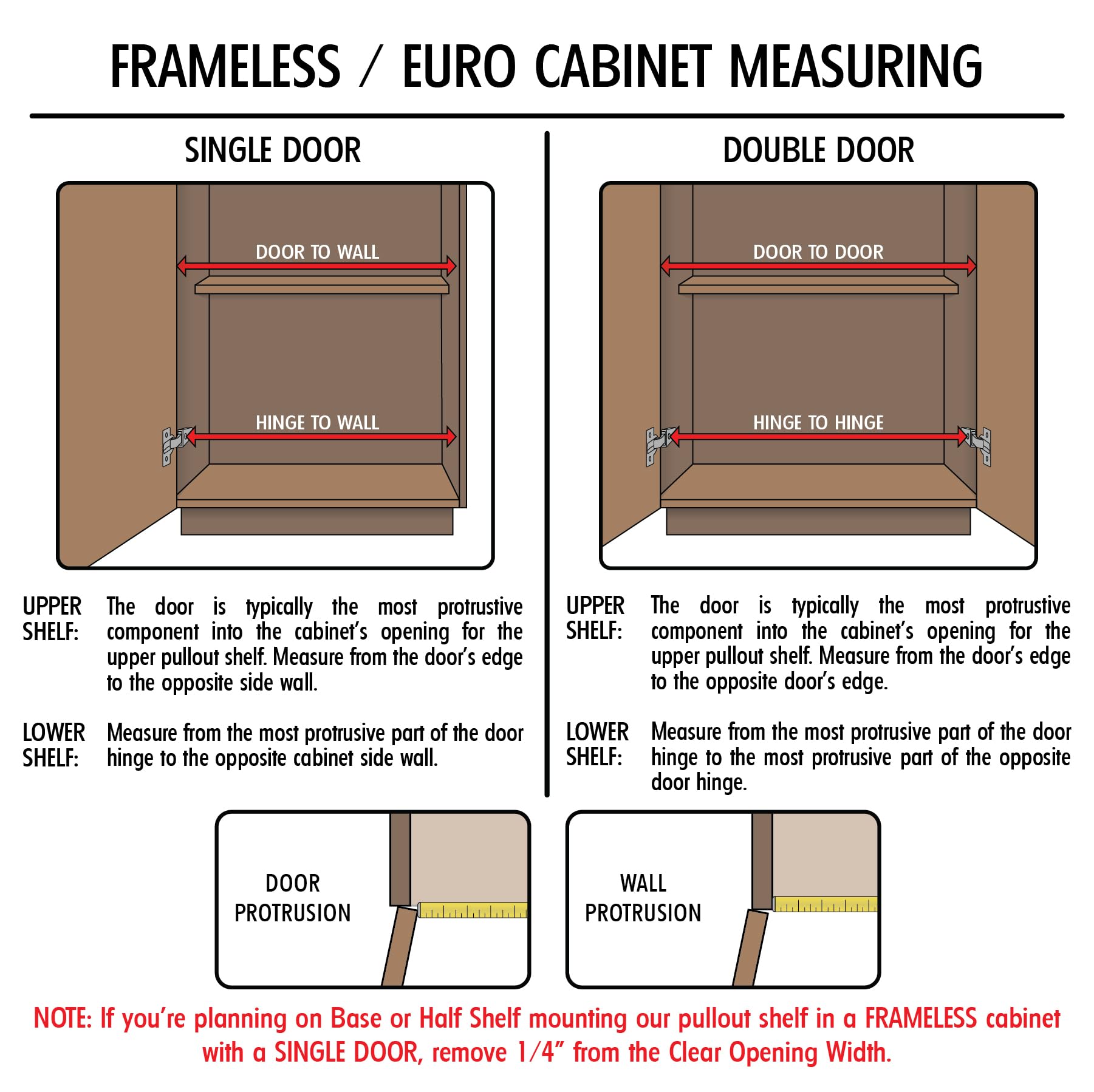 Sliding Pull-Out Shelf for Cabinets (Kitchen Cupboards, Pantry Drawers, Bathroom Storage) 2 3/8" Tall - 3/4 Slides & Base Mounting - Custom Clear Opening Width & Depth: (13", 15.75" (3/4))