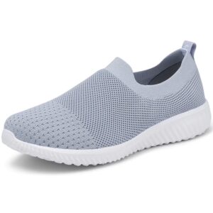 lancrop women's walking nurse shoes - mesh slip on comfortable sneakers 7.5 us, label 38 grey