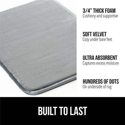 Gorilla Grip Thick Memory Foam Bath Rugs, Soft Absorbent Velvet Bathroom Mats, Durable Dots on Underside, Machine Washable Bathmat, Carpet Rug Room Decor for Shower Floor, 30x20 Mat, Graphite