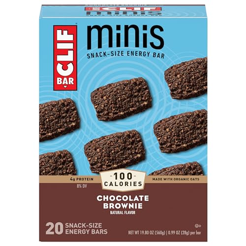 CLIF BAR Minis - Chocolate Brownie Flavor - Made with Organic Oats - 4g Protein - Non-GMO - Plant Based - Snack-Size Energy Bars - 0.99 oz. (20 Pack) - CASE