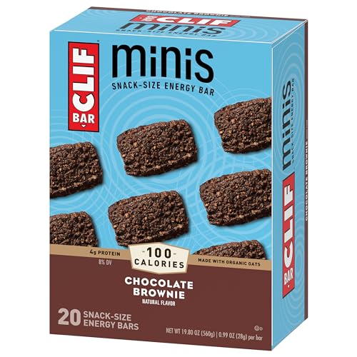 CLIF BAR Minis - Chocolate Brownie Flavor - Made with Organic Oats - 4g Protein - Non-GMO - Plant Based - Snack-Size Energy Bars - 0.99 oz. (20 Pack) - CASE