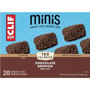 CLIF BAR Minis - Chocolate Brownie Flavor - Made with Organic Oats - 4g Protein - Non-GMO - Plant Based - Snack-Size Energy Bars - 0.99 oz. (20 Pack) - CASE