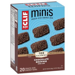 CLIF BAR Minis - Chocolate Brownie Flavor - Made with Organic Oats - 4g Protein - Non-GMO - Plant Based - Snack-Size Energy Bars - 0.99 oz. (20 Pack) - CASE