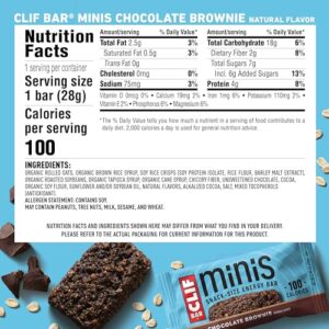 CLIF BAR Minis - Chocolate Brownie Flavor - Made with Organic Oats - 4g Protein - Non-GMO - Plant Based - Snack-Size Energy Bars - 0.99 oz. (20 Pack) - CASE