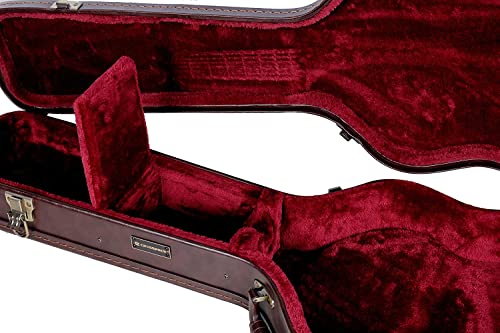 Crossrock CRW600DBR Dreadnought Guitar Case, Multi-layer Wood Case, Arch-top Style, Vintage Brown