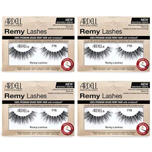 ardell remy lash 778, premium grade remy hair false lashes with invisiband, 4 pairs