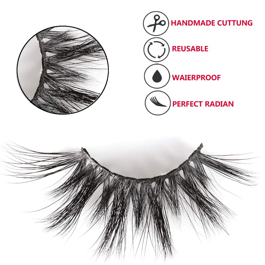 Mink Lashes 3D False Eyelashes 25 mm Long Lashes Reusable Eyelashes for Dramatic Helloween Christimas Eye Makeup 2 Pairs LINGSTAR (Not inclue glue)