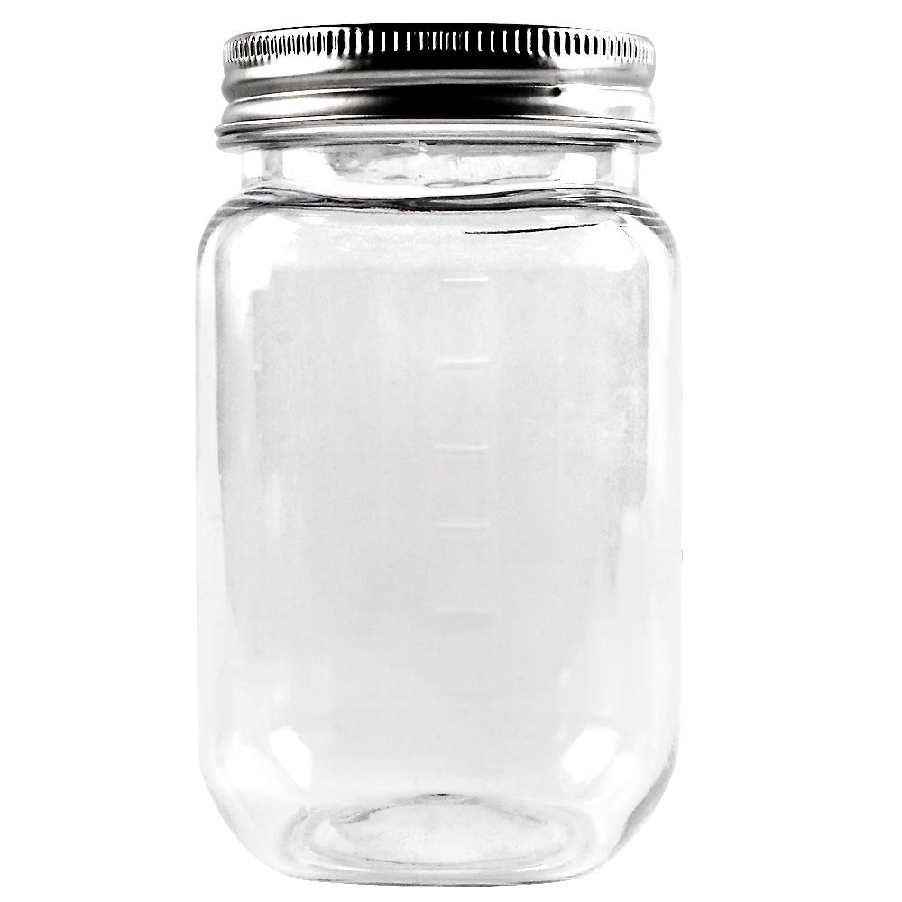 novelinks 16 Ounce Clear Plastic Jars Containers With Screw On Lids - Refillable Round Empty Plastic Slime Storage Containers for Kitchen & Household Storage - BPA Free (20 Pack)