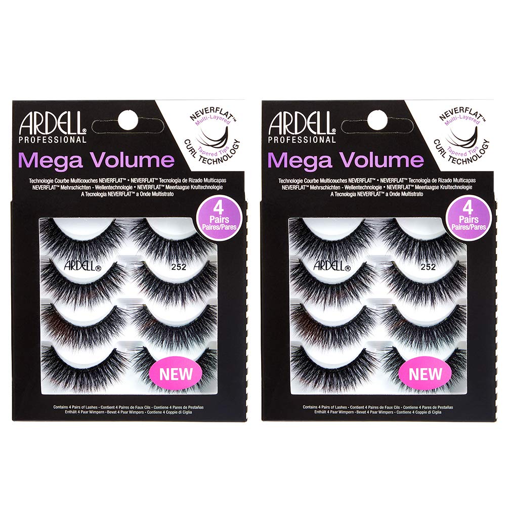 Ardell False Eyelashes Mega Volume 252, 2 packs (4 pairs per pack)