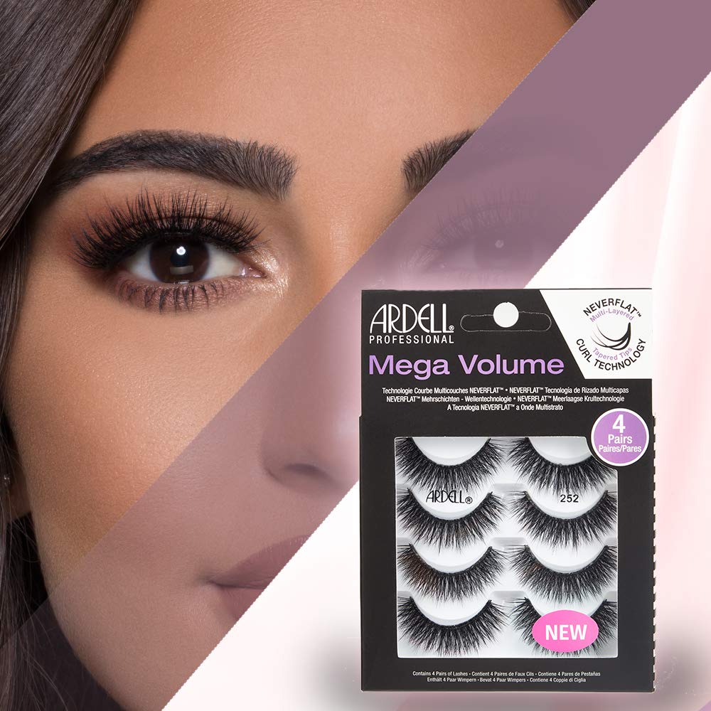 Ardell False Eyelashes Mega Volume 252, 2 packs (4 pairs per pack)