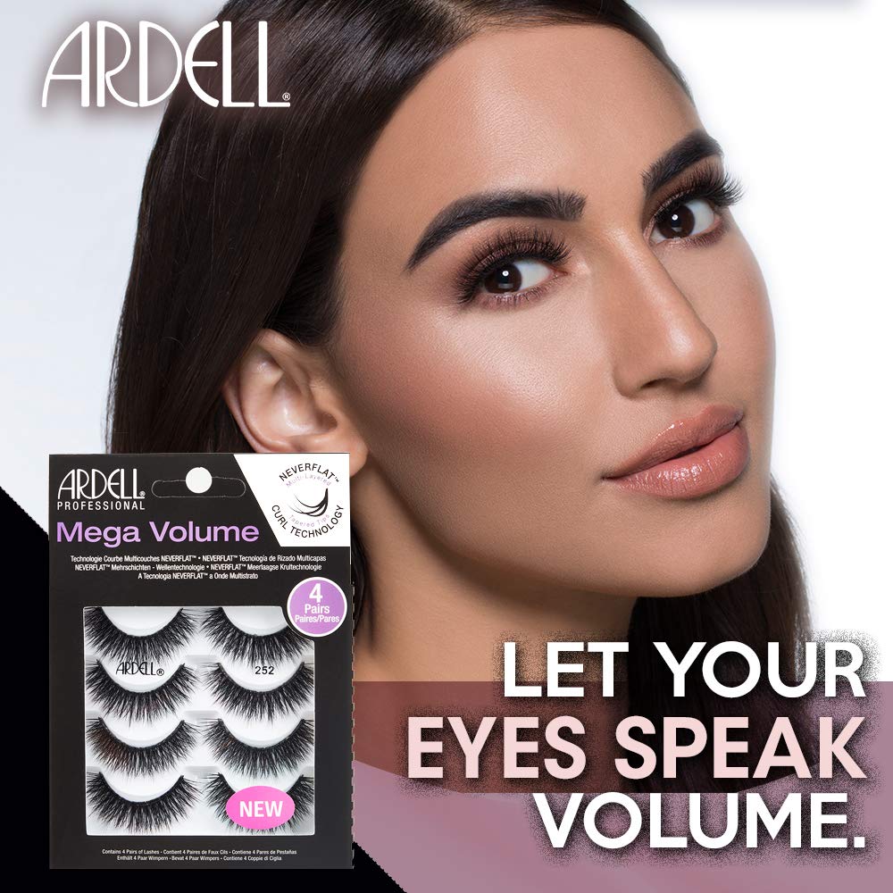 Ardell False Eyelashes Mega Volume 252, 2 packs (4 pairs per pack)