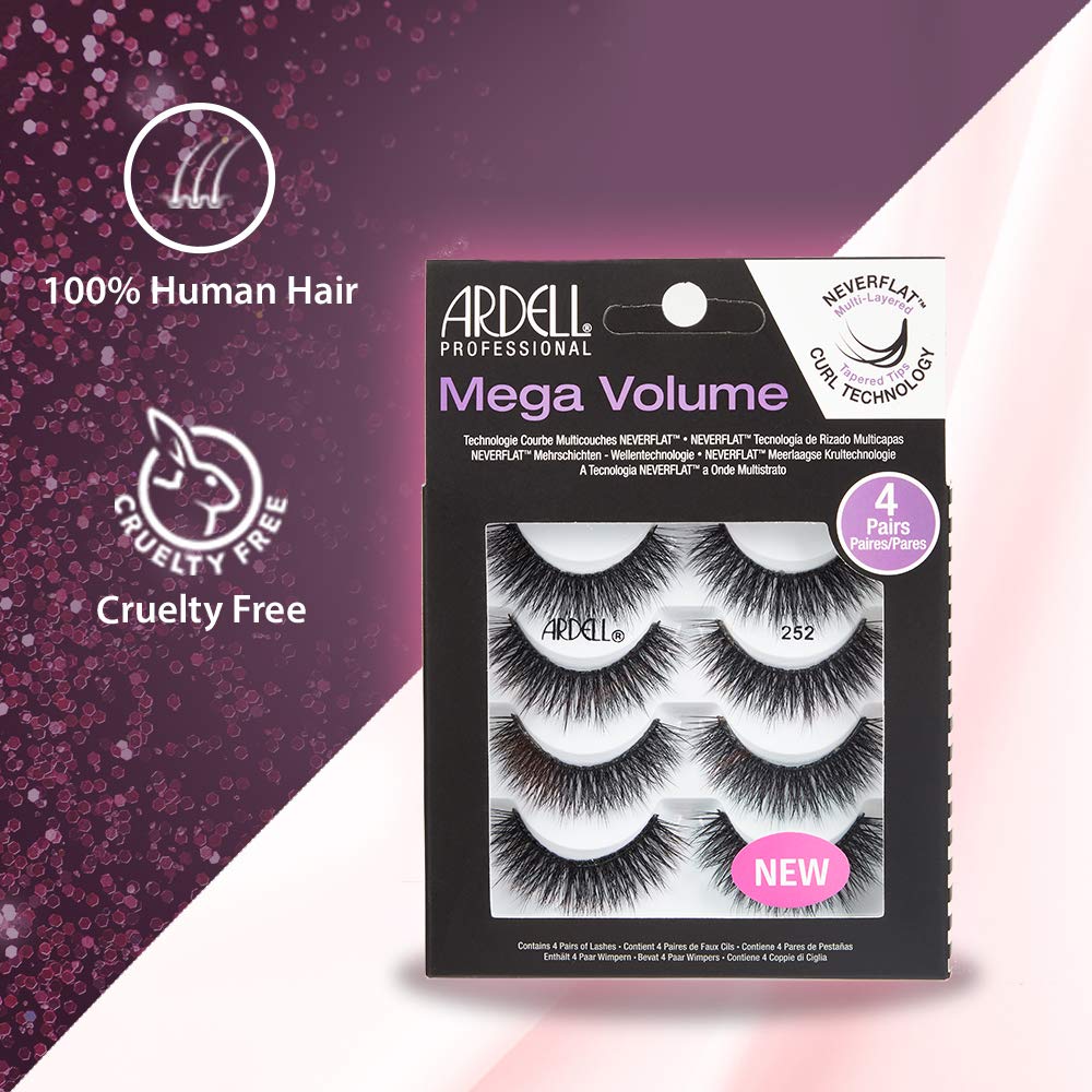 Ardell False Eyelashes Mega Volume 252, 2 packs (4 pairs per pack)