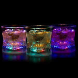 Liquid Activated Multicolor LED Old Fashioned Glasses ~ Fun Light Up Drinking Tumblers - 10 oz. - Set of 4