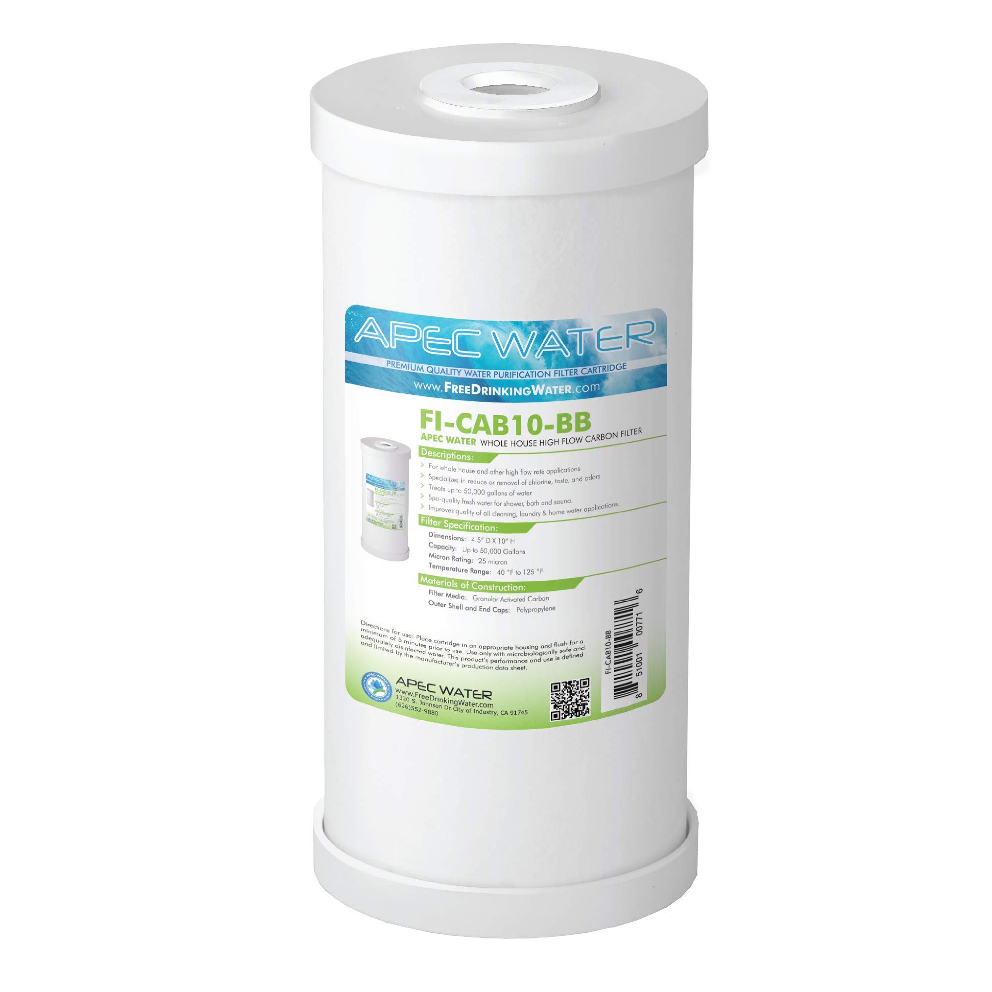 APEC Water Systems 10" Whole House High Flow GAC Carbon Replacement Water Filter (FI-CAB10-BB)