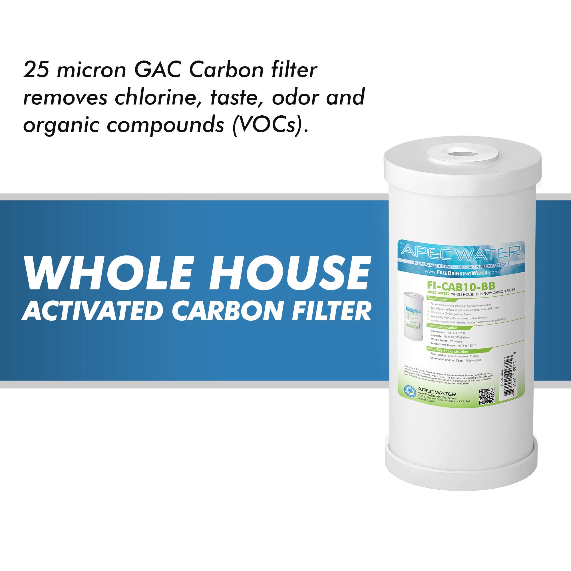 APEC Water Systems 10" Whole House High Flow GAC Carbon Replacement Water Filter (FI-CAB10-BB)