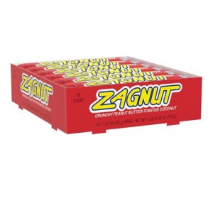 zagnut crunchy peanut butter with toasted coconut candy bars, 1.51 oz (18 count)