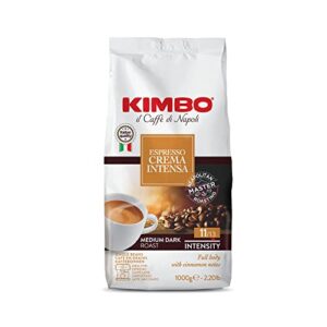 kimbo espresso crema intensa whole bean coffee - blended and roasted in italy - medium to dark roast with a full body cinnamon flavor - 2.2 lbs bag