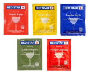 north mountain supply - rs-sp-5 red star sampler pack wine yeast - pack of 5 - with freshness guarantee