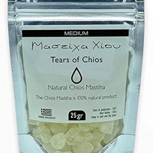 Chios Mastiha Pack 25gr (0.88oz) Medium Tears Gum 100% Natural Mastic Gum From Mastic Growers Fresh