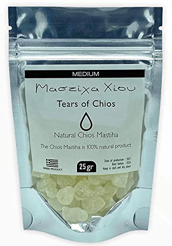 Chios Mastiha Pack 25gr (0.88oz) Medium Tears Gum 100% Natural Mastic Gum From Mastic Growers Fresh