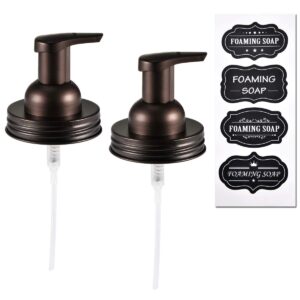 mason jar foaming soap dispenser lids -bronze -rustproof stainless steel lid/plastic pump,with waterproof chalkboard labels stickers - rustic farmhouse décor bronze bathroom acces-sories/bronze