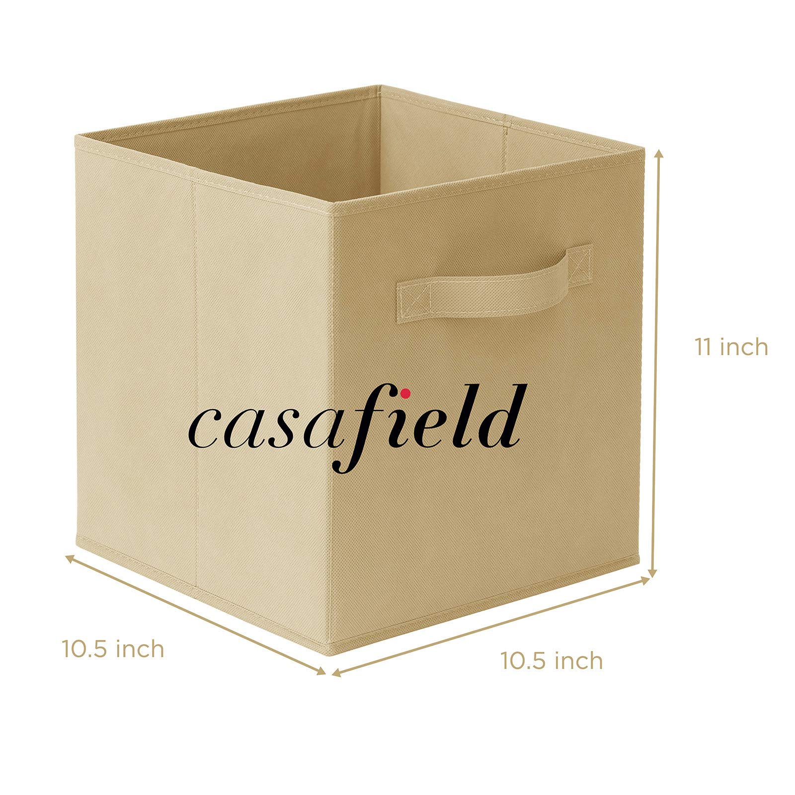 Casafield Set of 6 Collapsible Fabric Cube Storage Bins, Sandy Beige - 11" Foldable Cloth Baskets for Shelves, Cubby Organizers & More