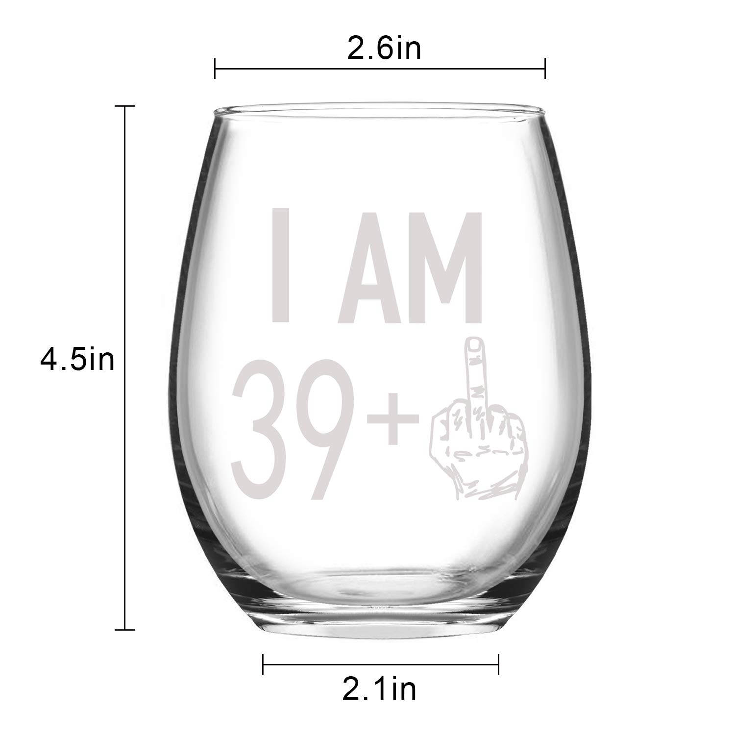 HESHS Wine Glass 39 + One Middle Finger 40th Wine Glass for Men Women, Funny Stemless Wine Glass for Friend Wine Lover Turning 40 Perfect Party Decoration Big Capacity Better Sober Up 15Oz