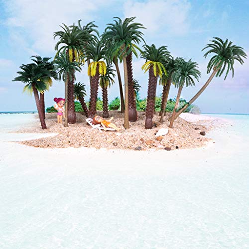 Ymeibe 15Pcs Miniature Palm Trees Decor Diorama Layout Architecture Coconut Model Trees Scenery Landscape Cake Toppers Decoration 4-6.3 inch