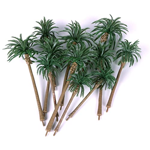 Ymeibe 15Pcs Miniature Palm Trees Decor Diorama Layout Architecture Coconut Model Trees Scenery Landscape Cake Toppers Decoration 4-6.3 inch