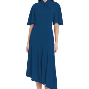 Maggy London Women's Sophisticated Twist Neck Detail Dress Workwear Office Career Occasion Event Guest of, Dark Denim