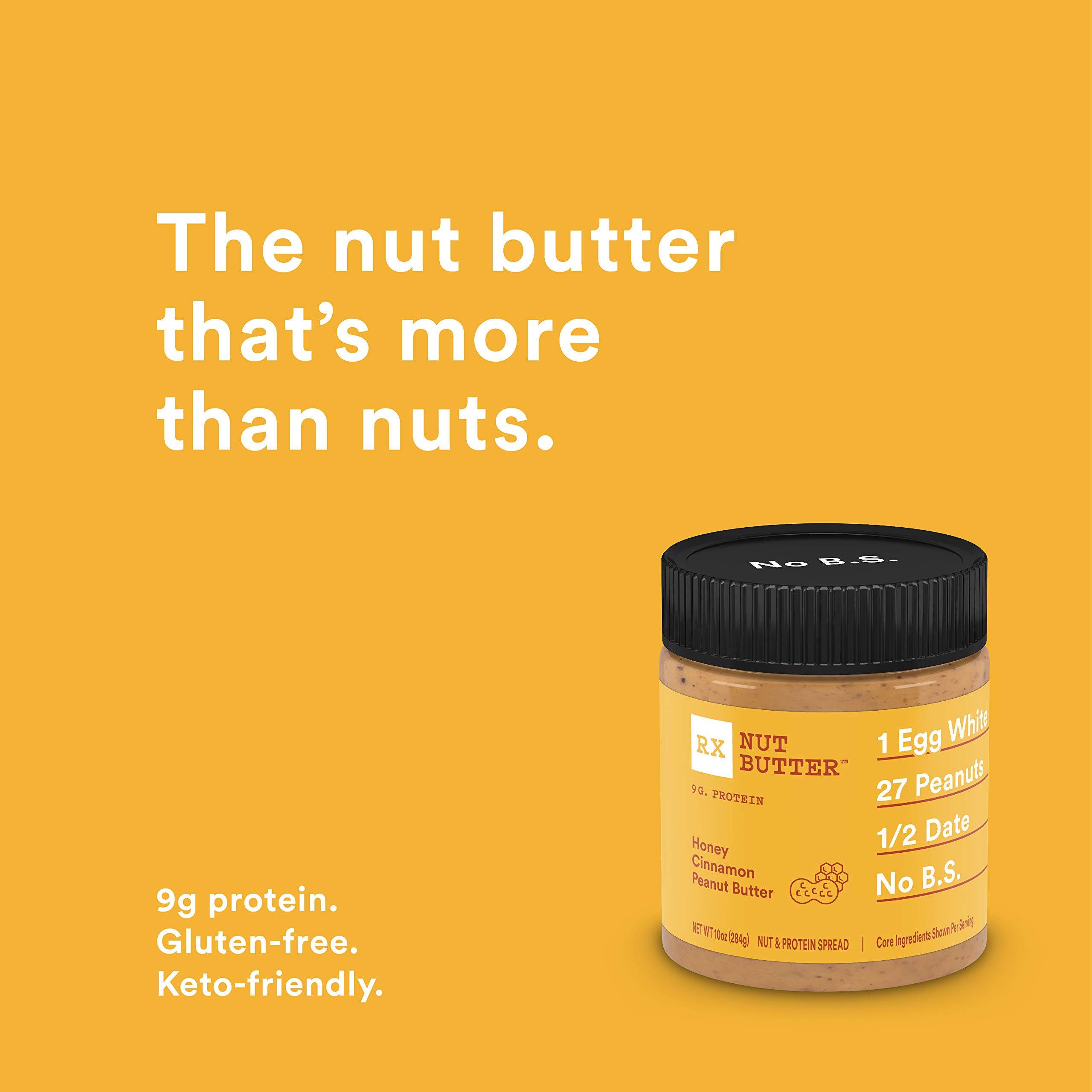 RX Nut Butter Peanut Butter, Protein Snack, Lunch Snacks, Honey Cinnamon (2 Jars)