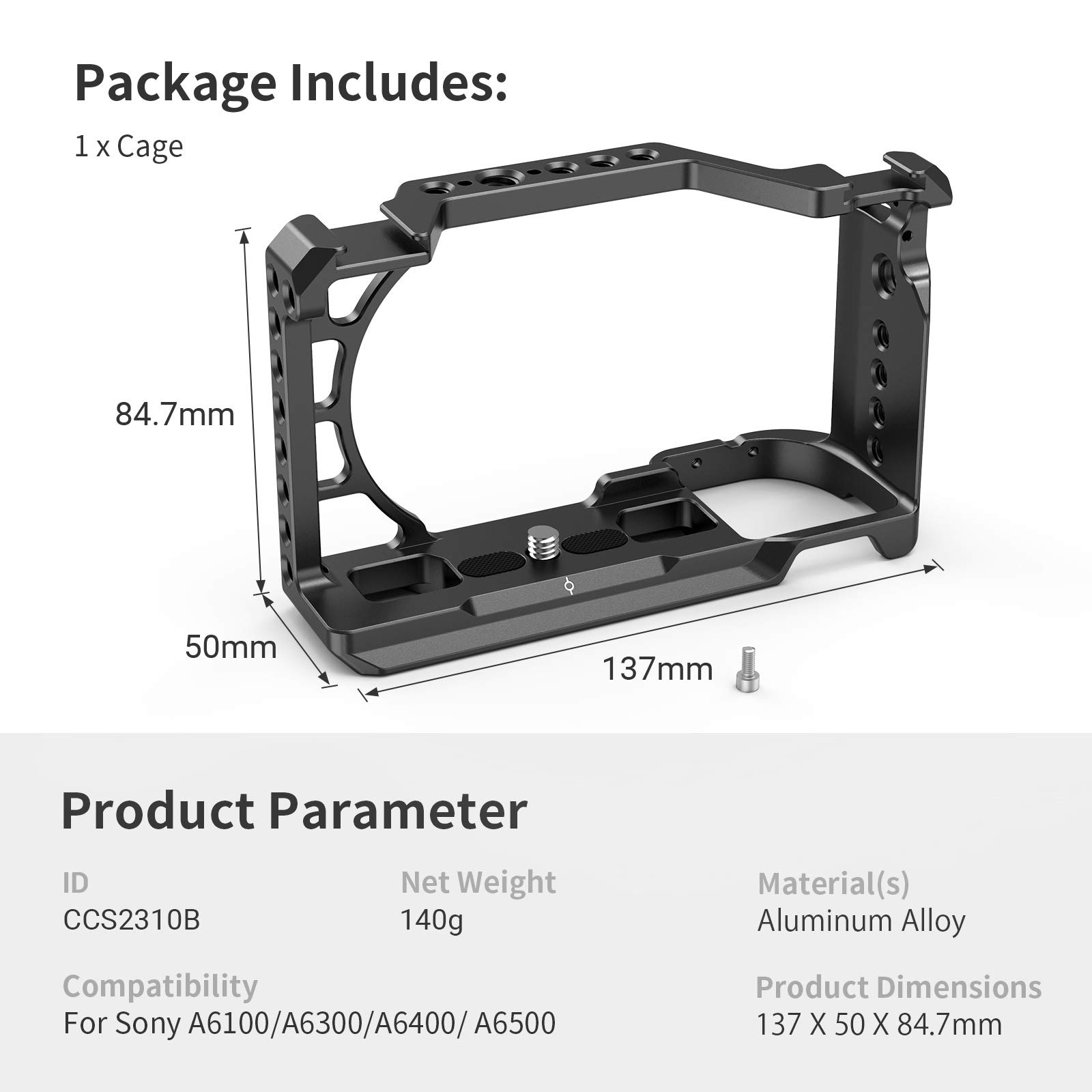 SMALLRIG Camera A6400 A6100 Cage for Sony A6400 A6100 Camera - CCS2310